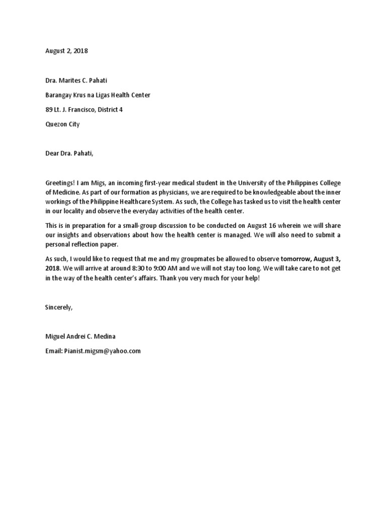 Health Center Letter | PDF