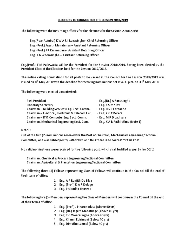 2018 IESL Election Results Summary | PDF | Group Decision Making ...