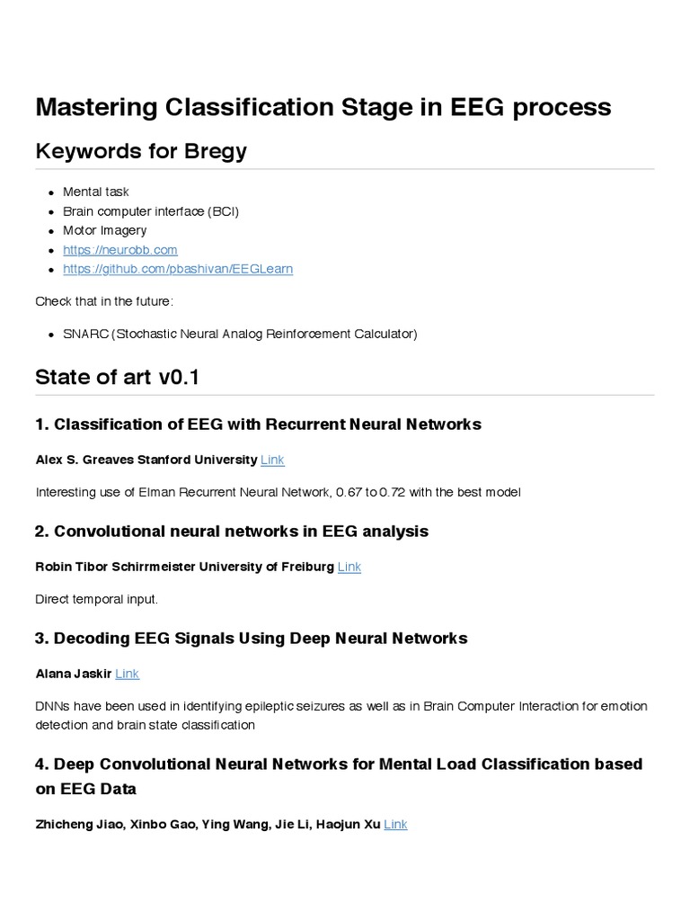 Mastering Classification of EEG PDF | PDF | Artificial Neural Network | Electroencephalography