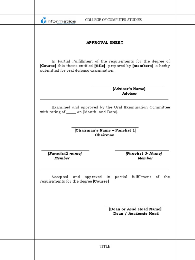 Thesis Approval Sheet Template | PDF