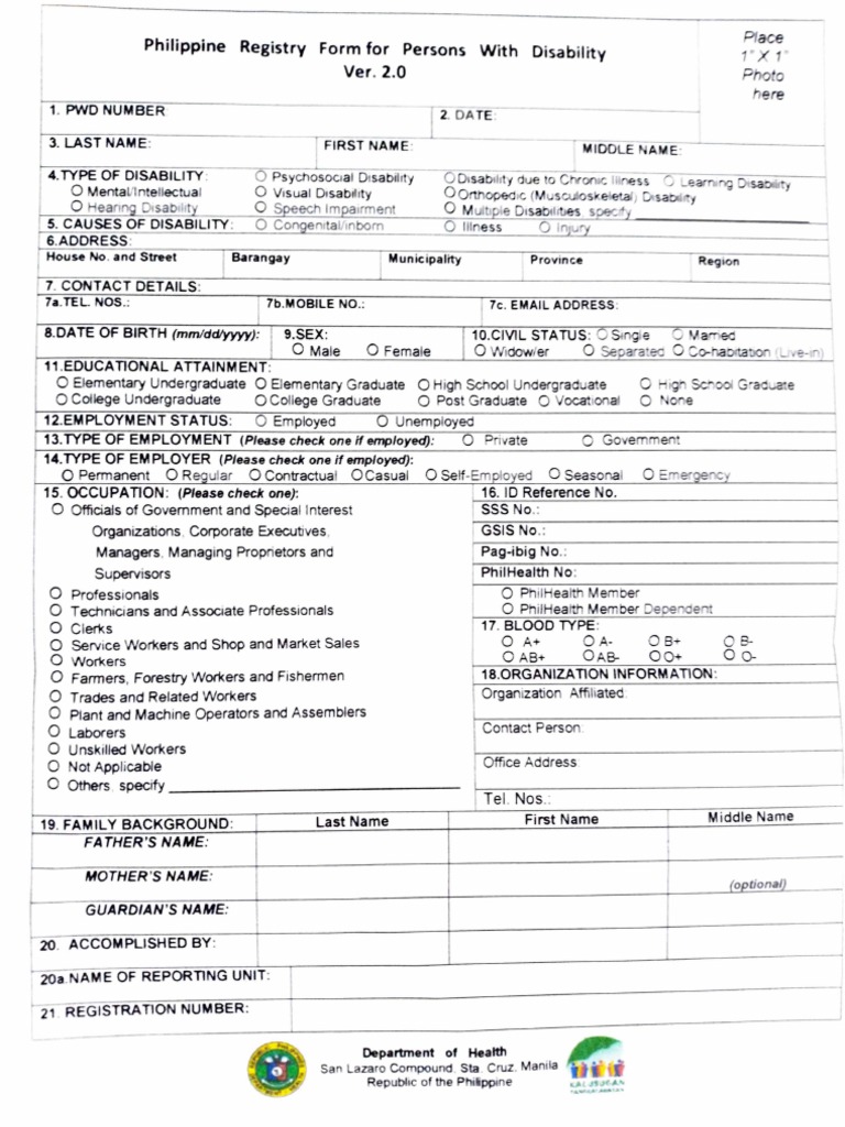 Philippine Registry Form For Persons With Ver 2 0: Is.a Ilrt | PDF | Labor | Employment