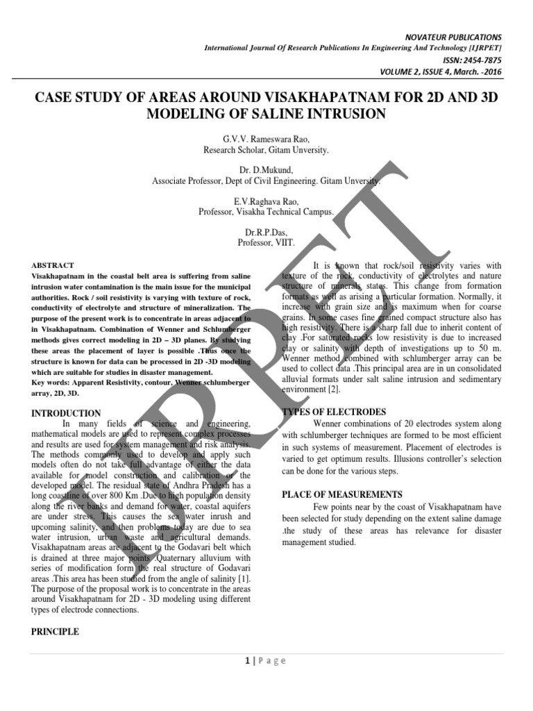 Modeling of Saline Intrusion | PDF | Groundwater | Electrical ...