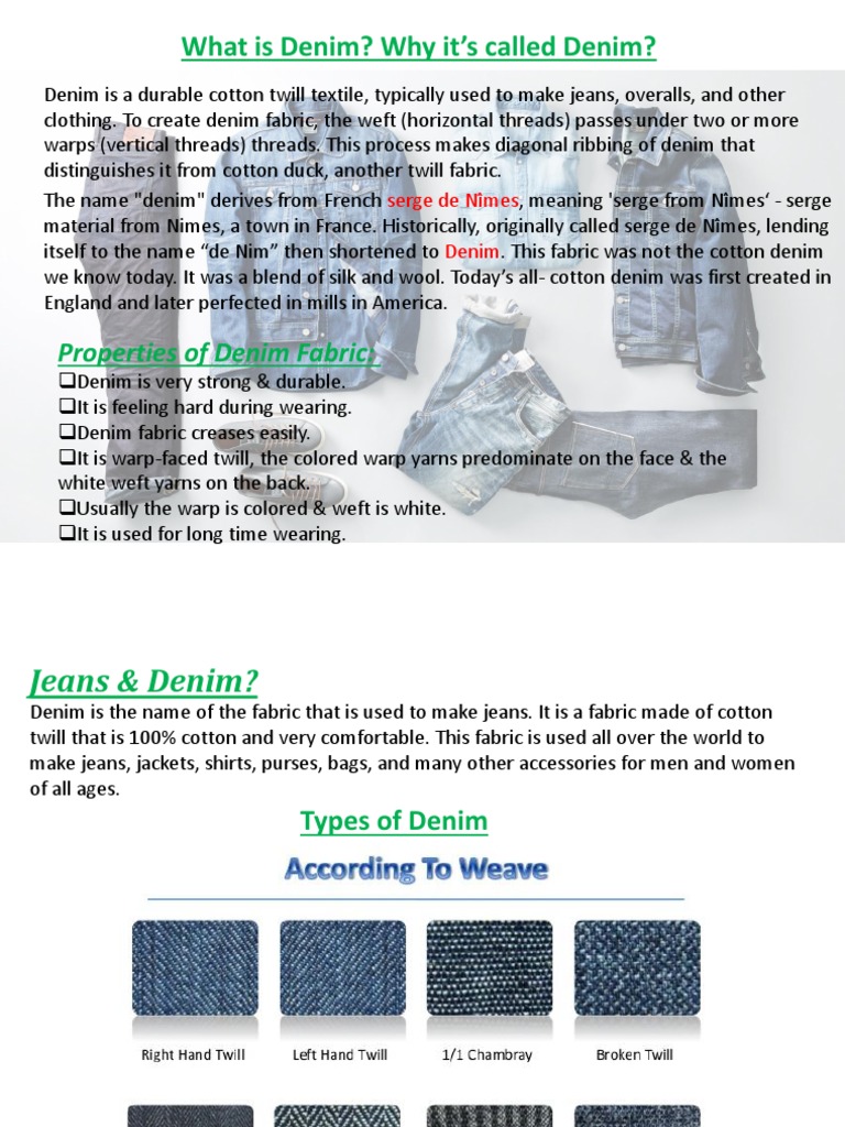 What Is Denim? Why It's Called Denim?: Properties of Denim Fabric | PDF ...