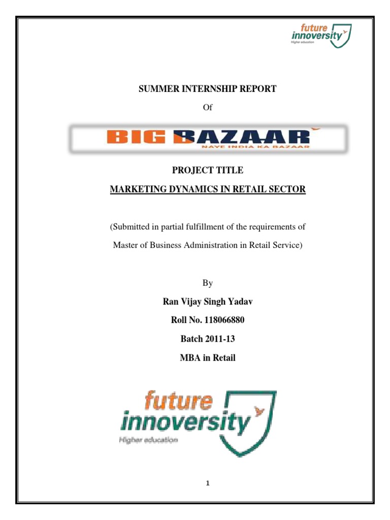 Summer Internship Report | PDF | Supermarket | Retail