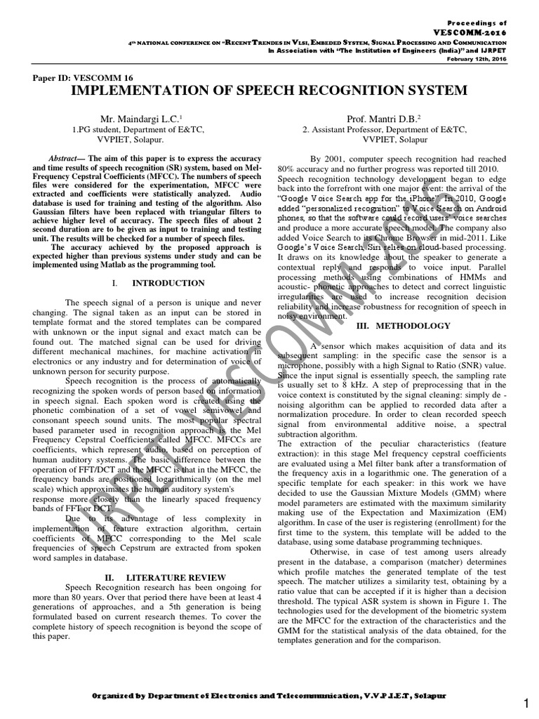 Speech Recognition Pdf Fast Fourier Transform Spectral Density