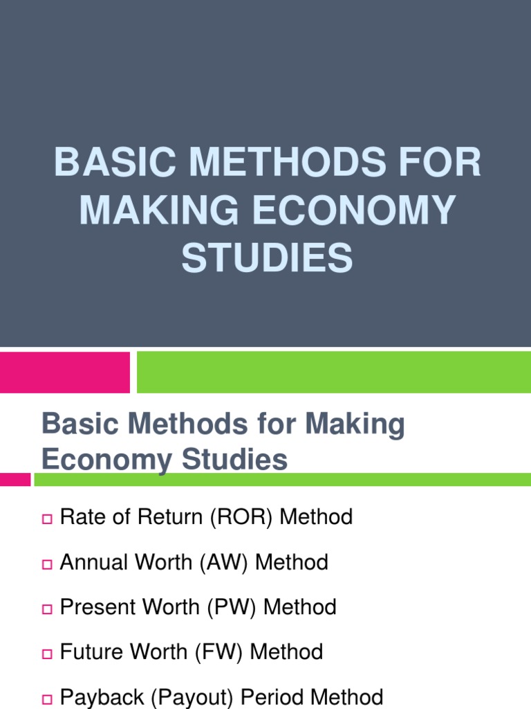 ESENECO (7) Basic Methods For Making Economy Studies | PDF | Investing ...
