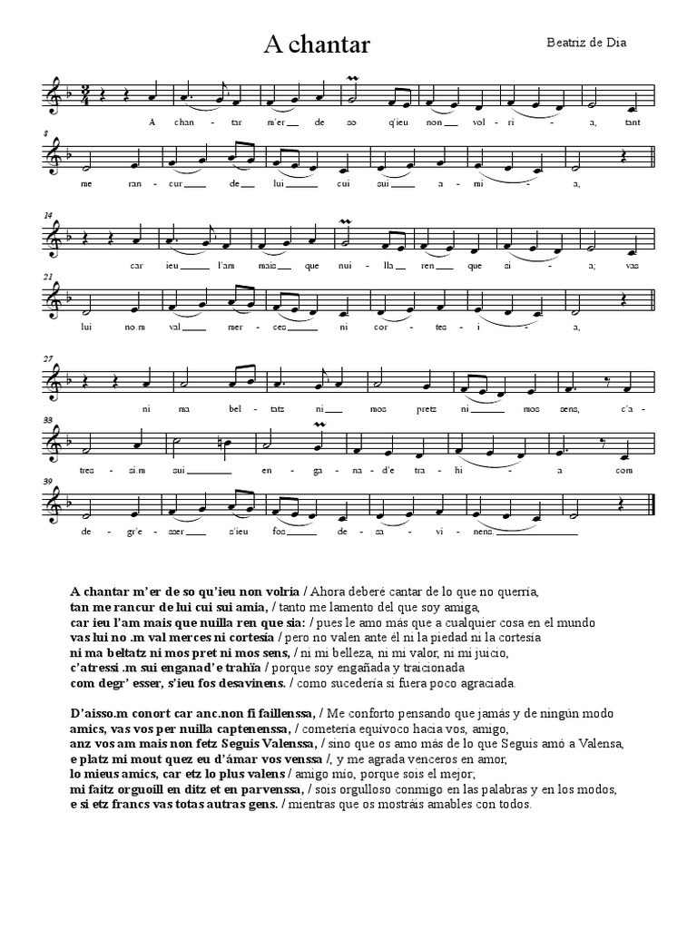 A Chantar - by Beatriz de Dia | PDF