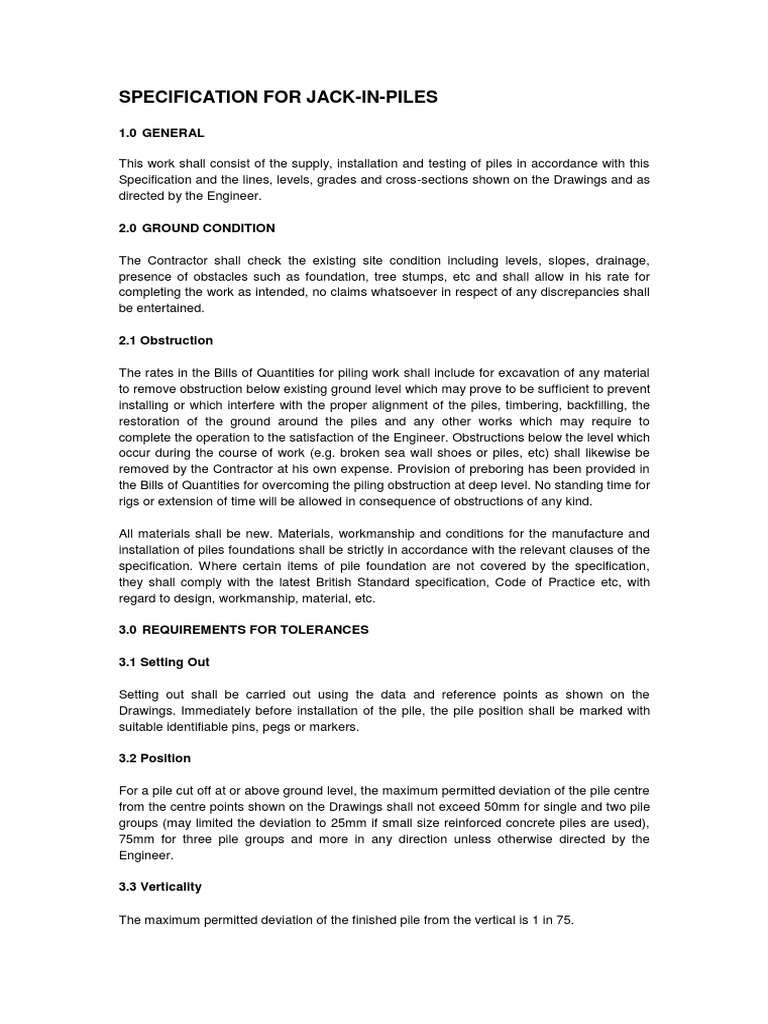 Specification For Jack in Pile | PDF | Deep Foundation | Prestressed ...