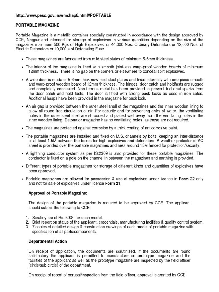 Portable Magazine | PDF | Door | Explosive Material