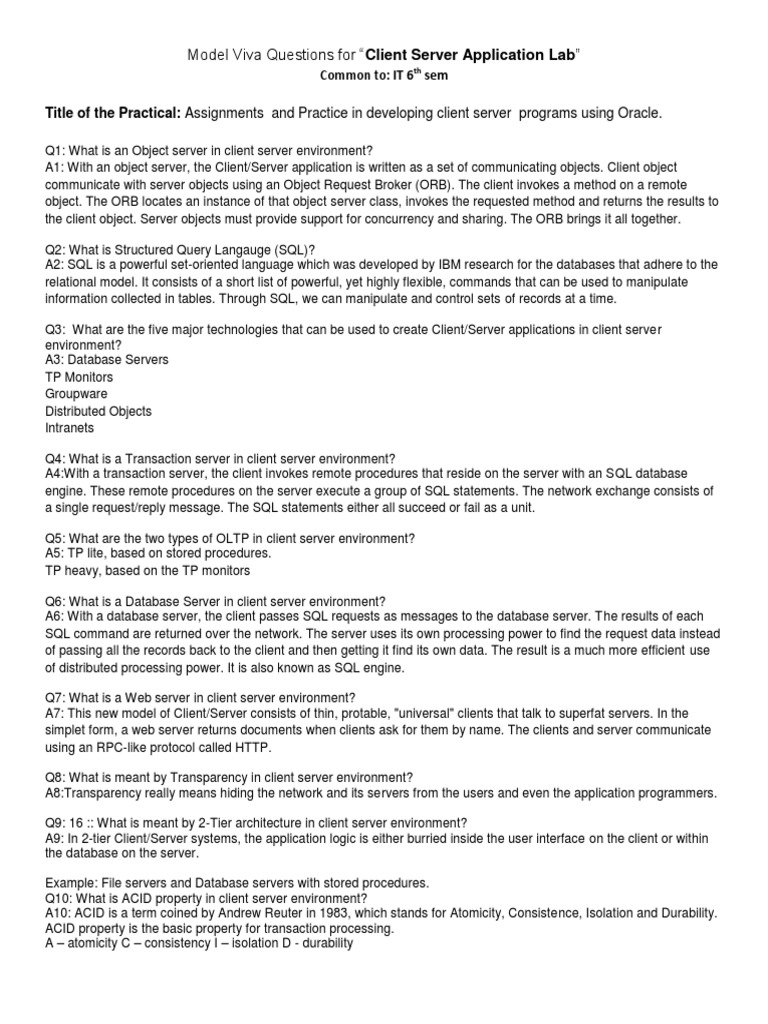 Client-Server Applications Lab: An Overview of Key Concepts and Sample ...