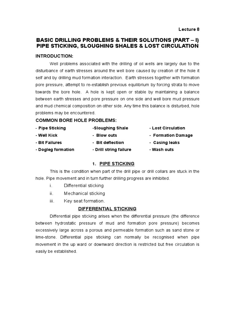 Sloughing Shale and Key Seating Issues | PDF | Sedimentary Rock | Friction