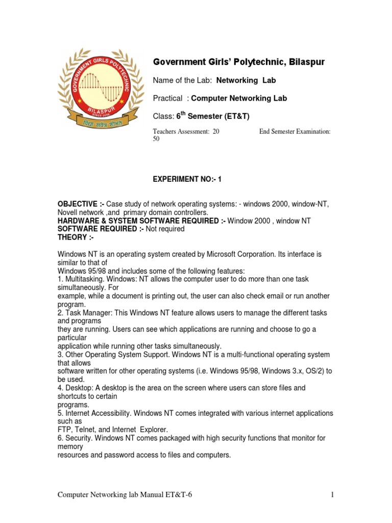 Computer Networking Lab Manual ET&T-6 | PDF | Ip Address | File Transfer Protocol