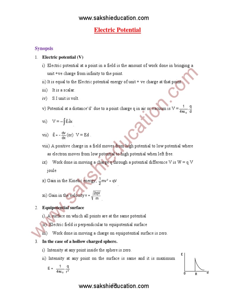 1.3electric Potential | Download Free PDF | Electronvolt | Dipole