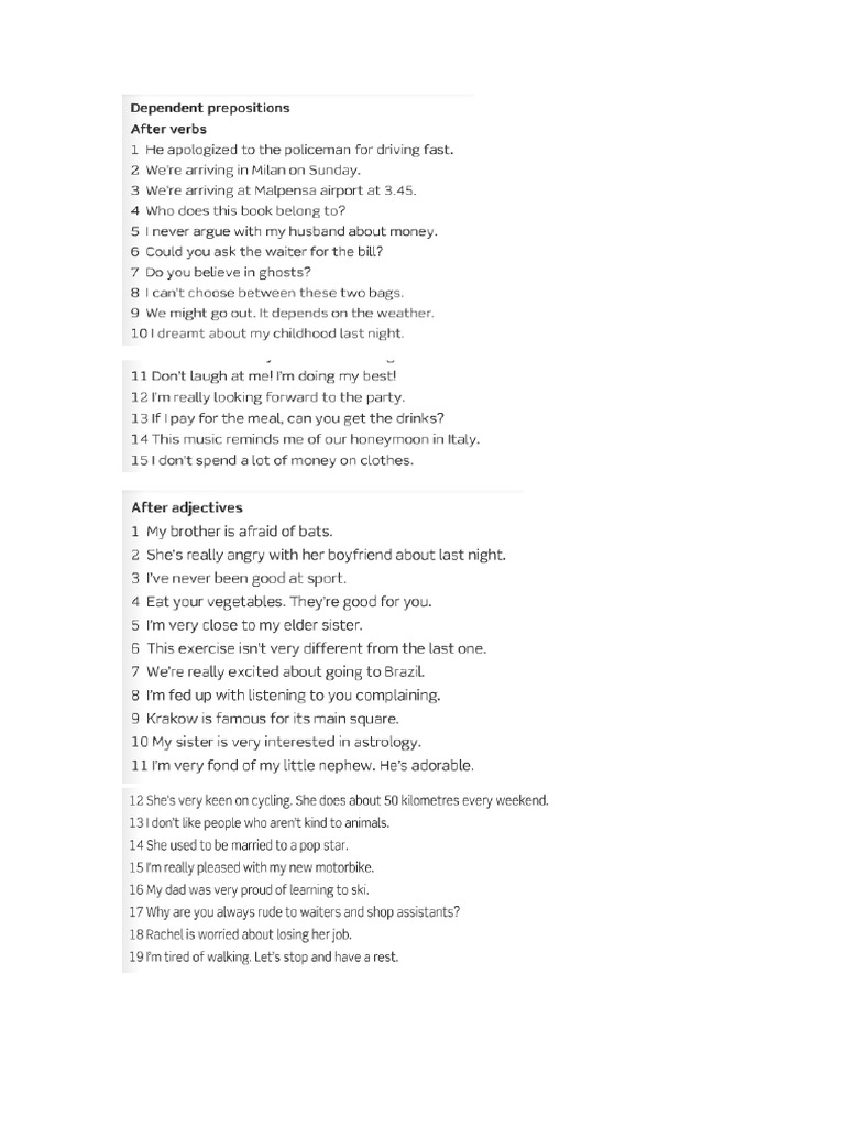 Dependent Prepositions | PDF