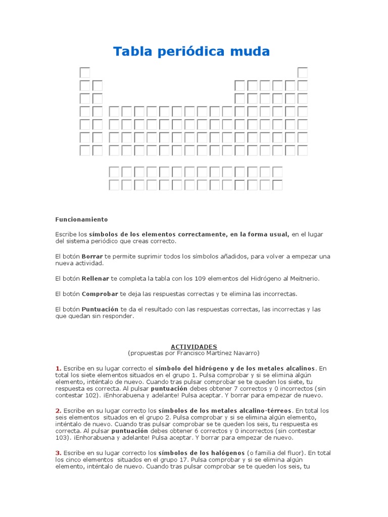 Tabla Periódica Muda | PDF | Tabla periódica | Elementos químicos