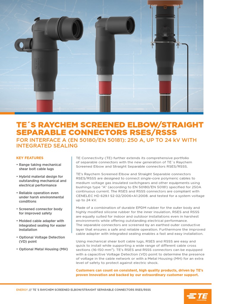 Te S Raychem Screened Elbow/Straight Separable Connectors Rses/Rsss | PDF | Electrical Connector ...