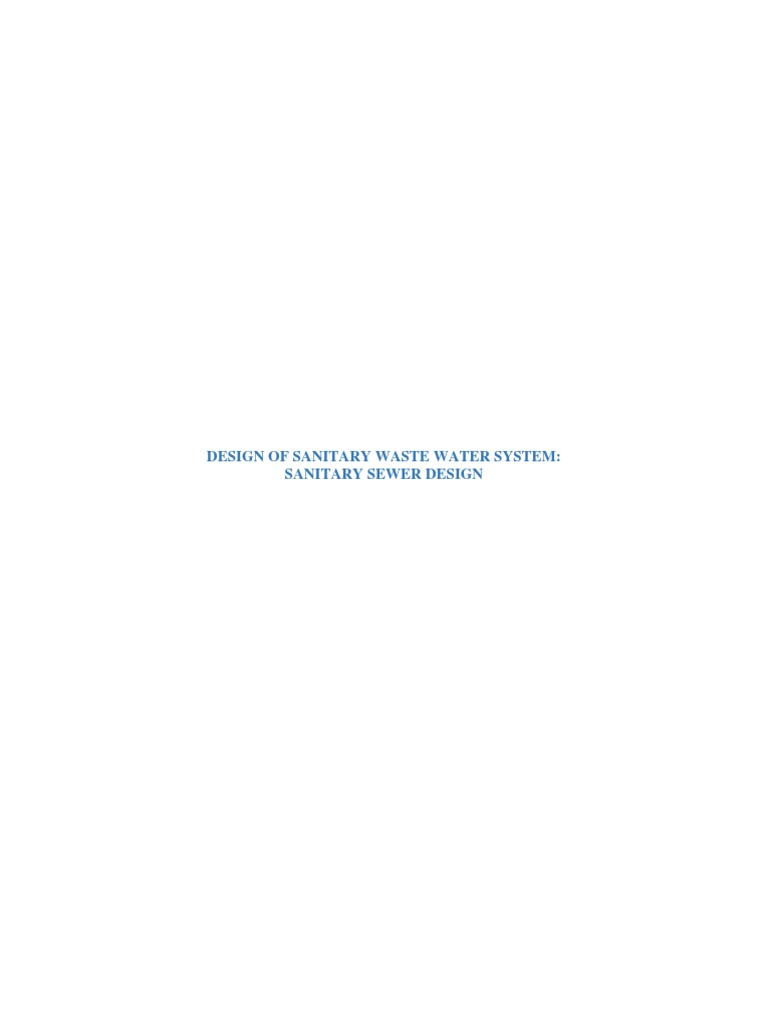 Design of Sanitary Waste Water System: Sanitary Sewer Design | PDF ...