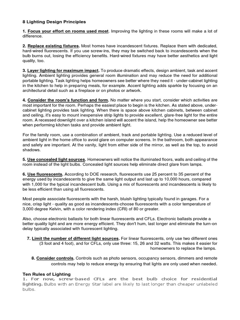 8 Lighting Design Principles | PDF | Incandescent Light Bulb ...