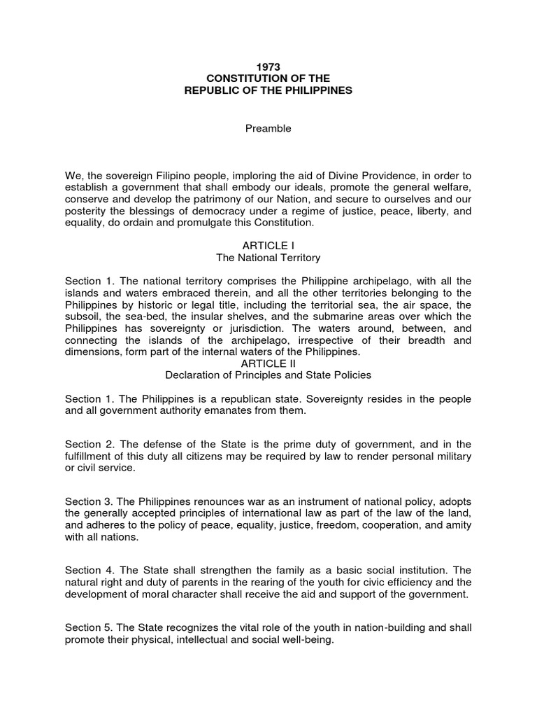 1973 Philippine Constitution | PDF | Pardon | Supreme Courts