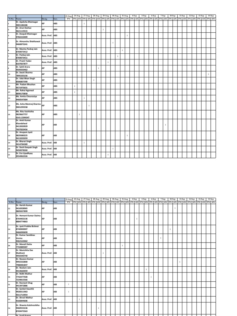 Faculty schedule by institution | PDF