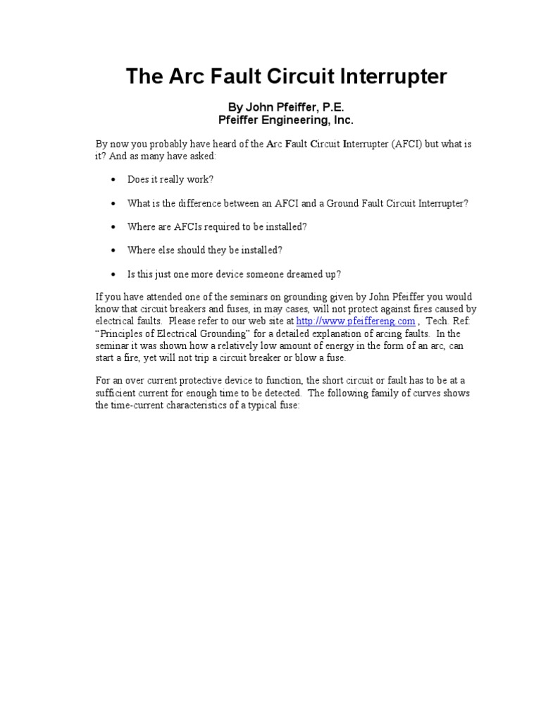 The Arc Fault Circuit Interrupter | PDF | Electrical Equipment ...