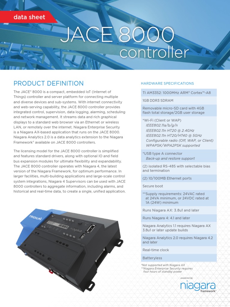 JACE 8000 DS New Tridium | PDF | Analytics | Internet