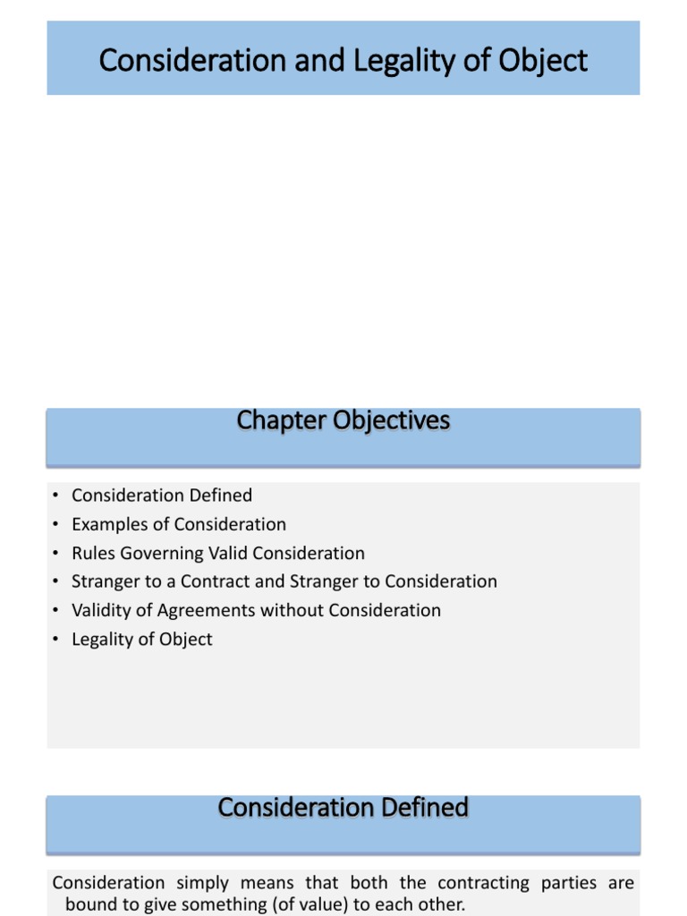 2 Consideration and Legality of Objects | PDF | Consideration | Assignment (Law)