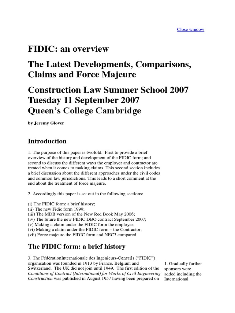 FIDIC An Overview | PDF | Employment | Adjudication