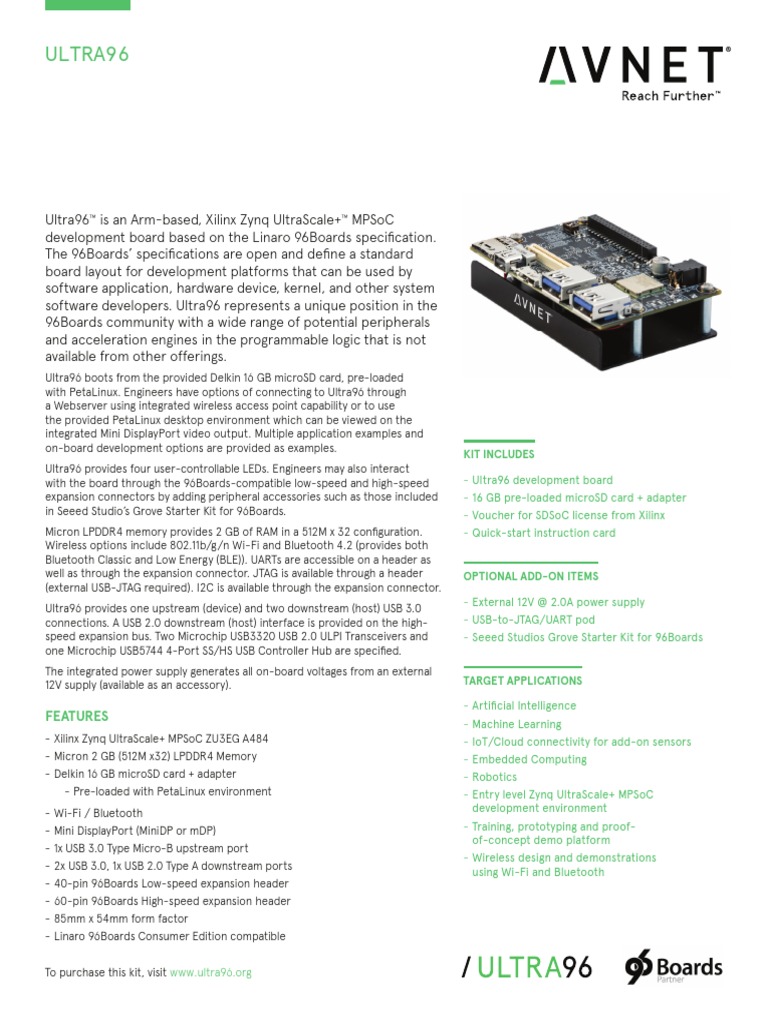 Avnet Ultra96 | PDF | Usb | Secure Digital