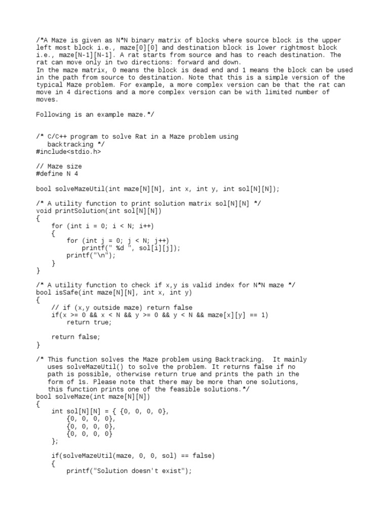Rat in Maze | PDF | Maze | Mathematical Logic