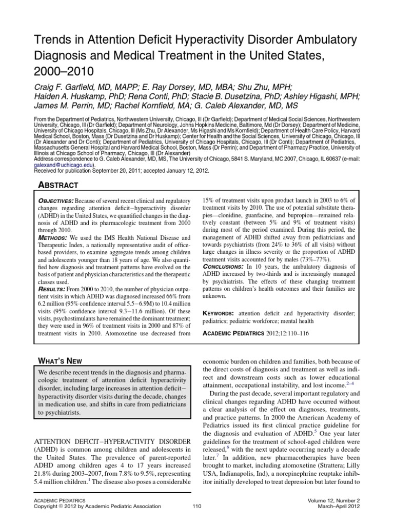 Academic Pediatrics Volume 12 Issue 2 2012 | PDF | Attention Deficit ...