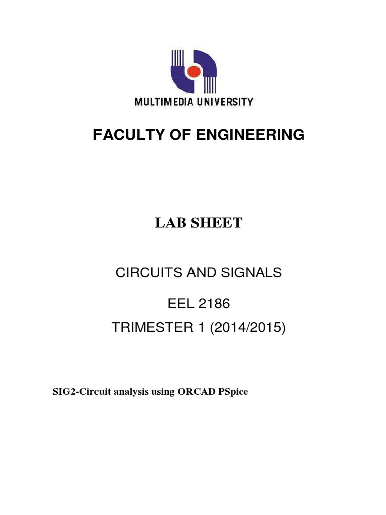 Faculty of Engineering: Circuits and Signals EEL 2186 TRIMESTER 1 (2014/2015) | PDF | Electrical ...