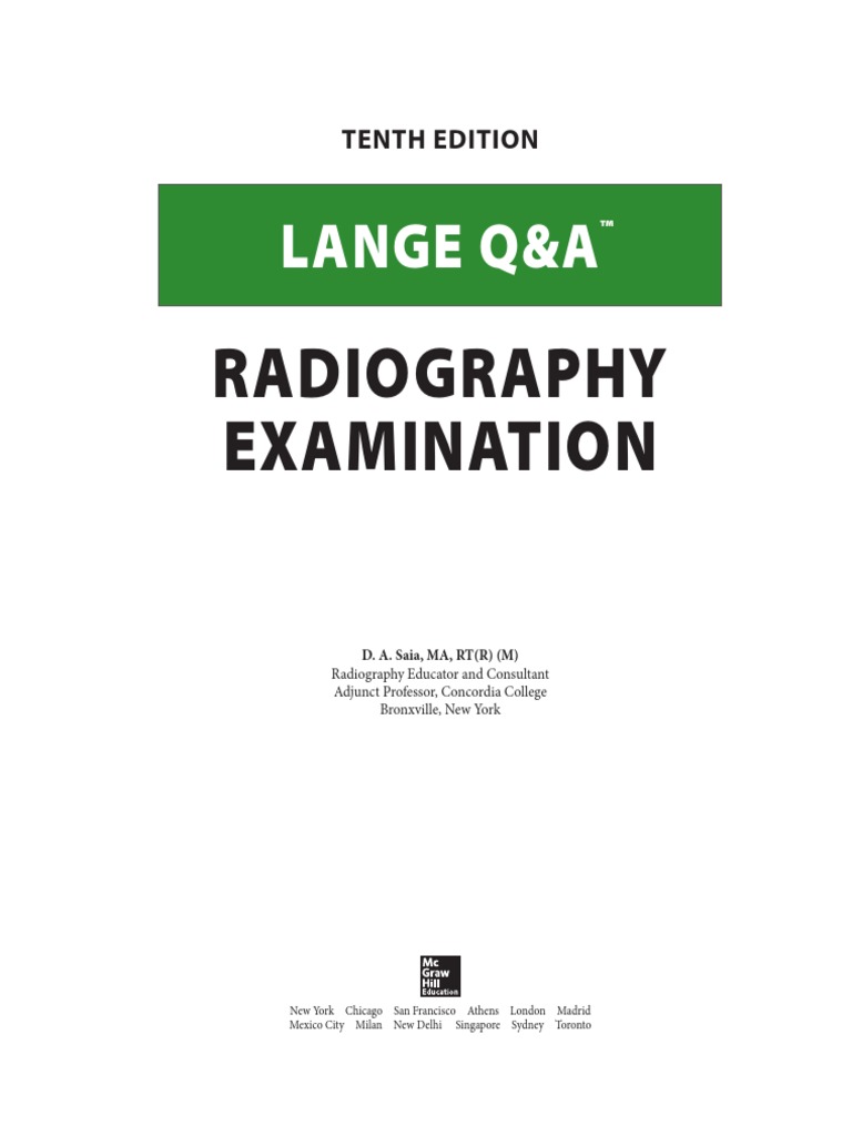 Lange Q&A: Radiography Examination | Download Free PDF | Infection ...