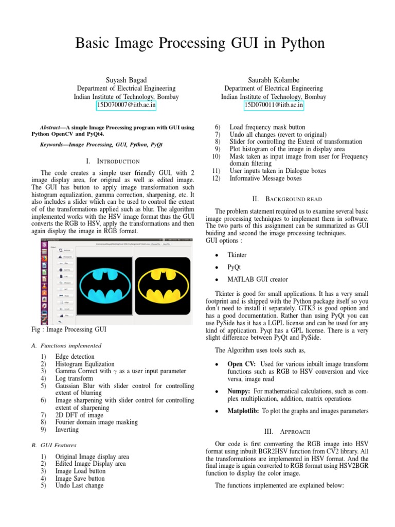 Basic Image Processing GUI in Python | PDF | Discrete Fourier Transform | Signal Processing