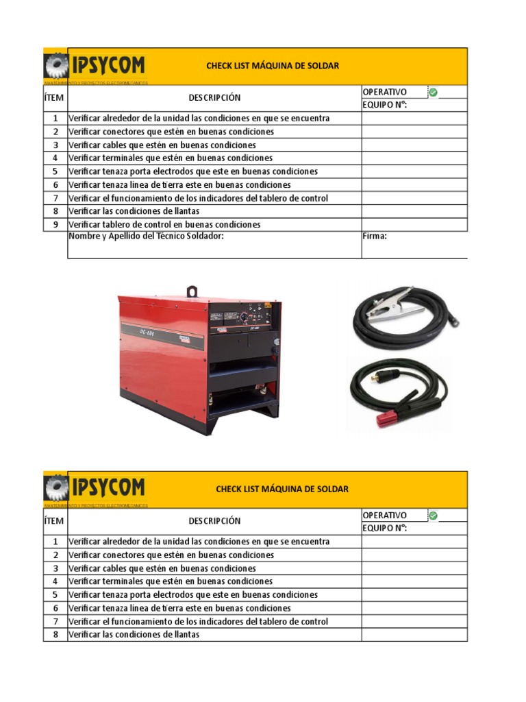 4.- Check List Máquina de Soldar | PDF