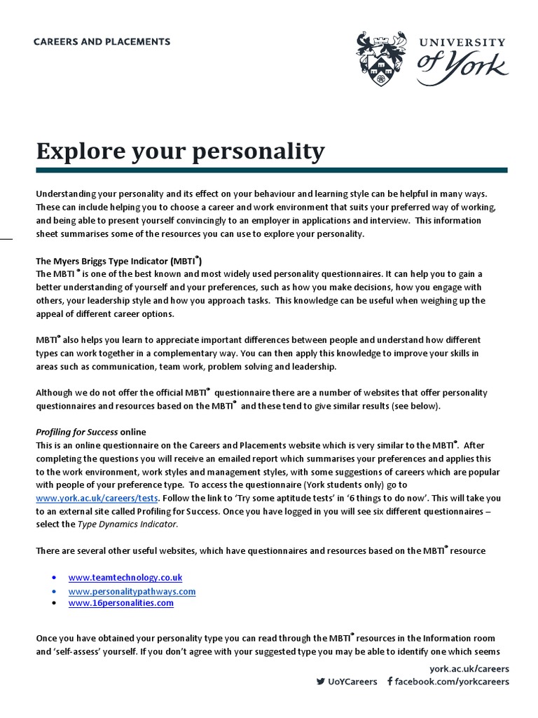 Explore Your Personality: Profiling For Success Online | PDF ...