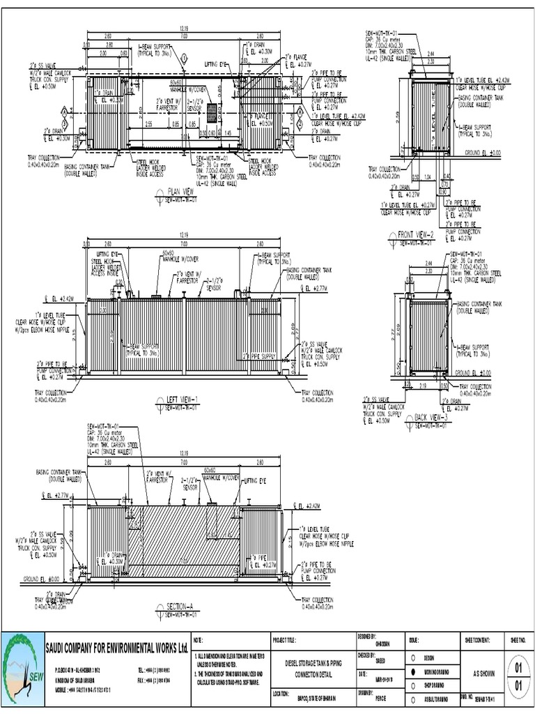 Diesel Storage Tank Design Details | PDF | Engineering | Civil Engineering
