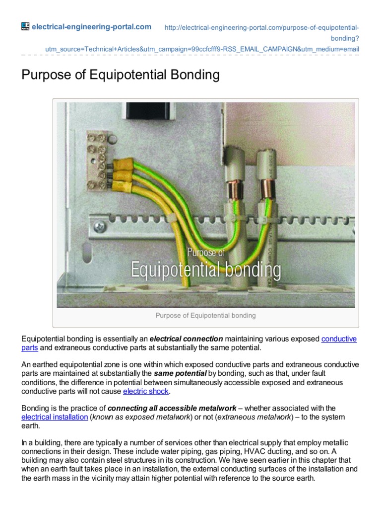 Purpose of Equipotential Bonding | PDF | Electrical Wiring | Electricity