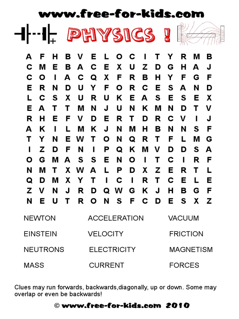 Printable Physics Word Search Quiz | PDF
