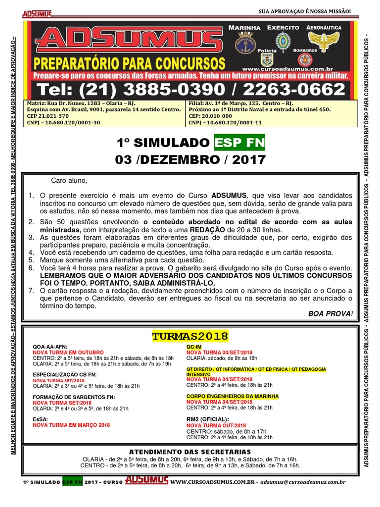 1 SIMULADO - ESP FN - 03DEZ - Impressão PDF | PDF | Liderança | Marinhas