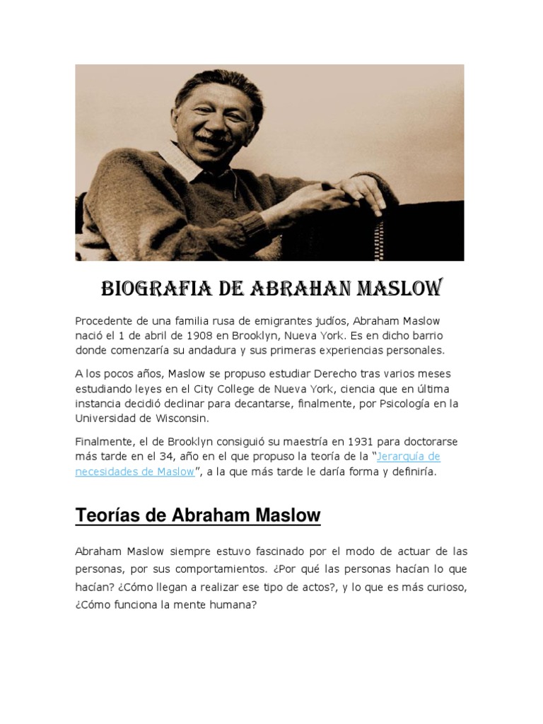 Biografia de Abrahan Maslow | PDF