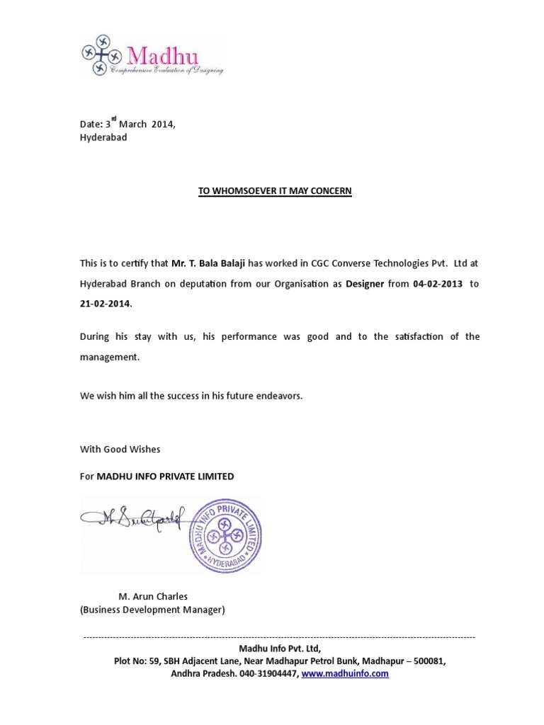 Experience Letter | PDF | Finance & Money Management