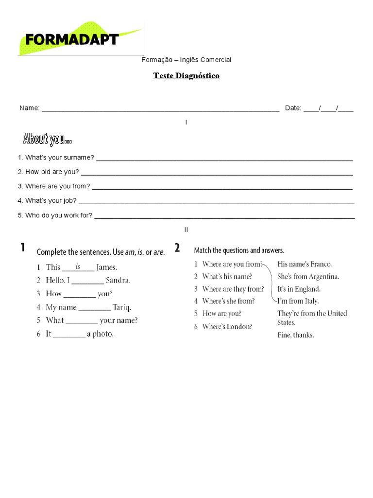 Commercial English Diagnostic Test | PDF