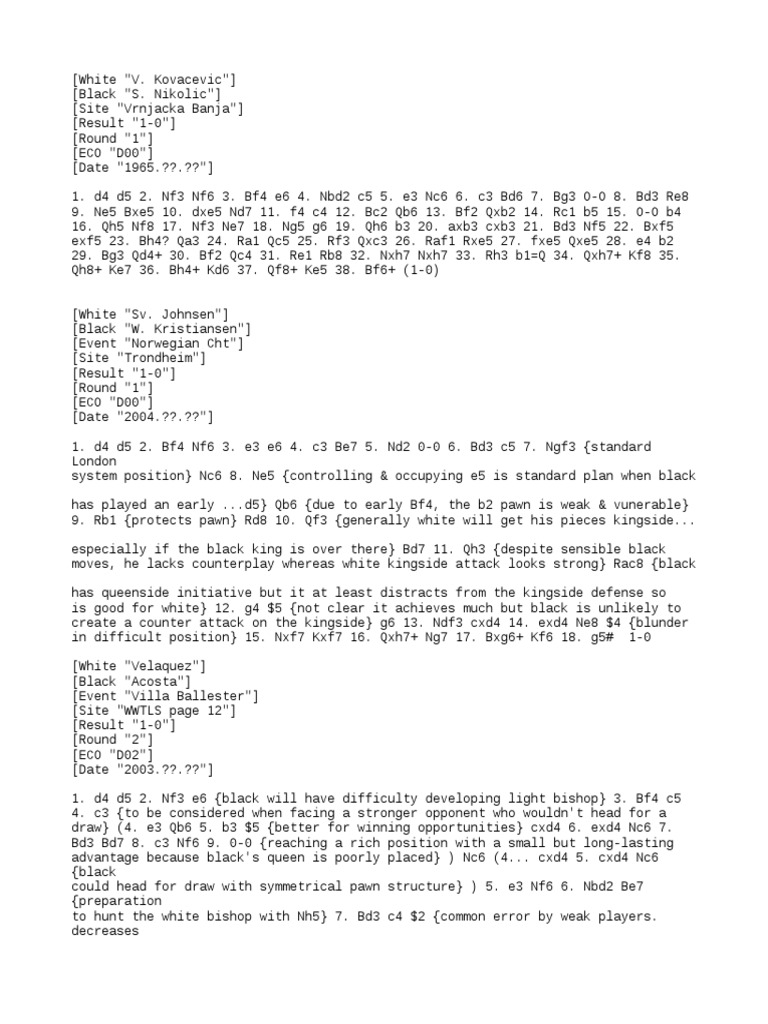 Win With The London System Pngs Games 1-6 | PDF | Chess Theory ...