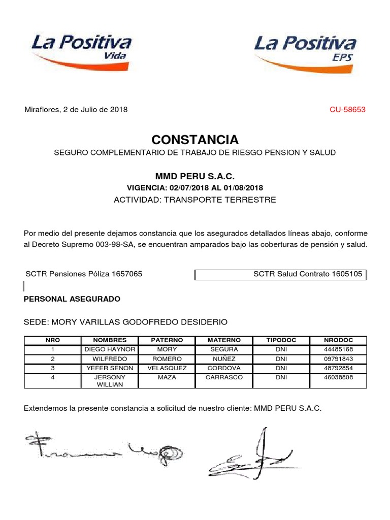 SCTR Mes de Julio | PDF | Póliza de seguros | Seguro