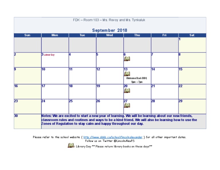 September 2018 Calendar Overview | PDF