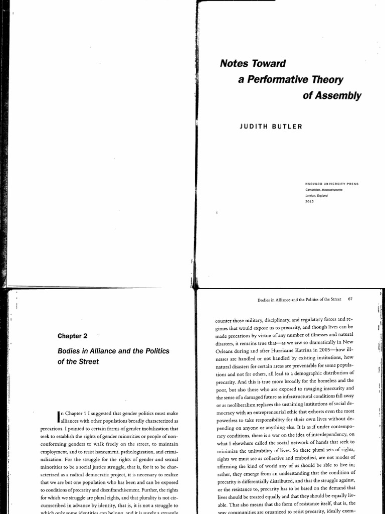 Notes Toward A Performative Theory of Assembly (Judith Butler, Ch. 2 ...