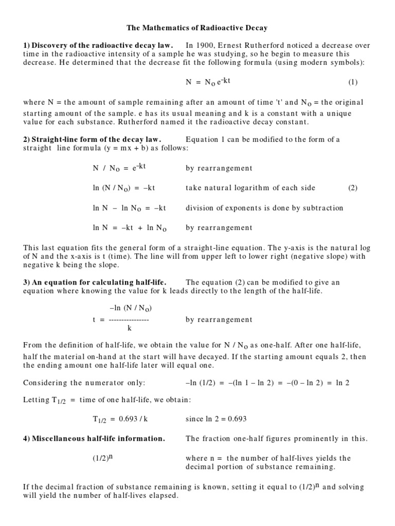 The Mathematics of Radioactive Decay | PDF | Radioactive Decay | Logarithm