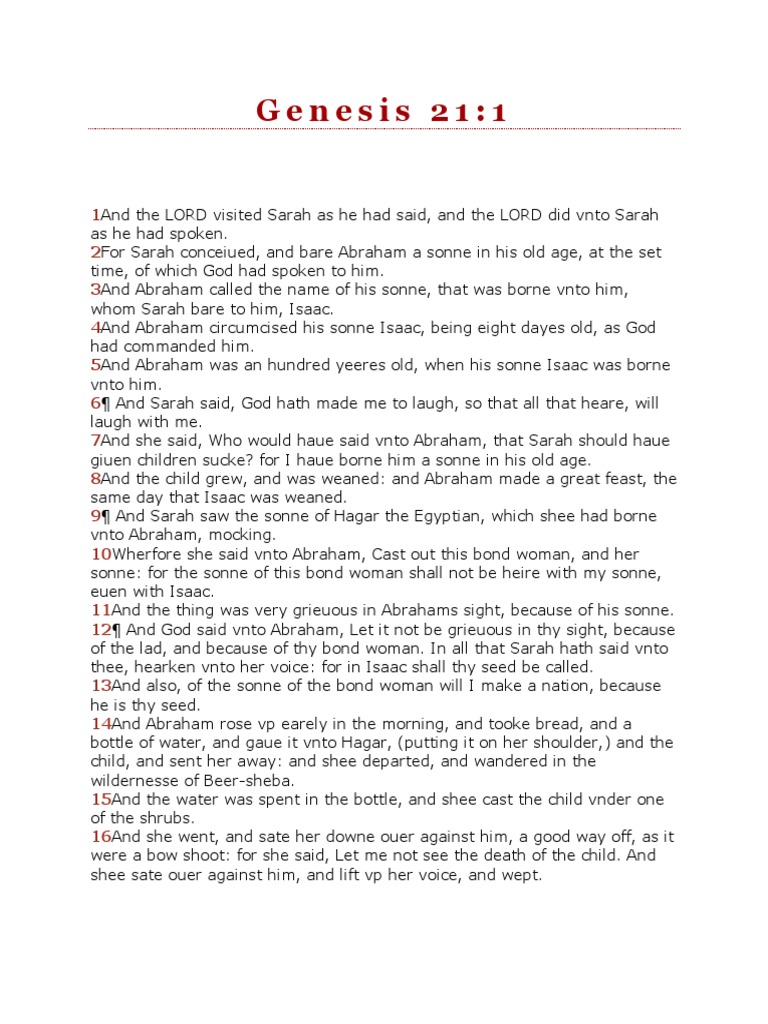 Genesis 21 | PDF | Sarah | Abraham