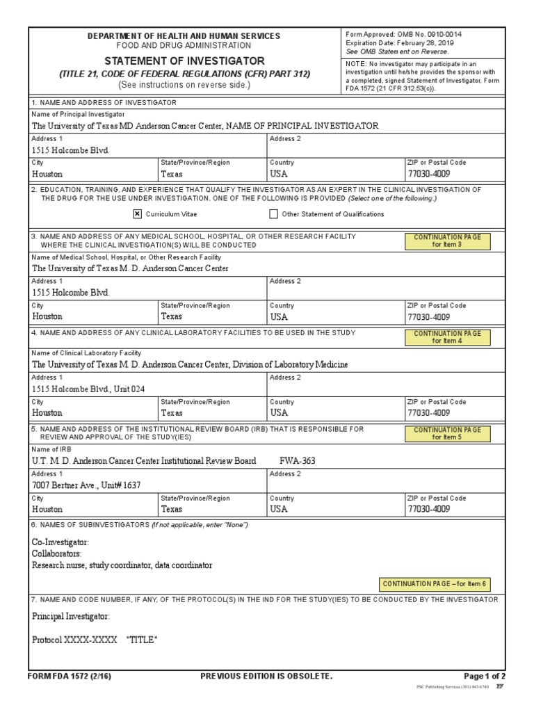 Form For FDA Research | PDF | Institutional Review Board | Food And ...